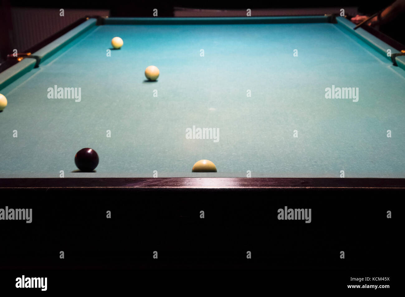 Billiards, billiard table. Balls on the billiard table Stock Photo - Alamy