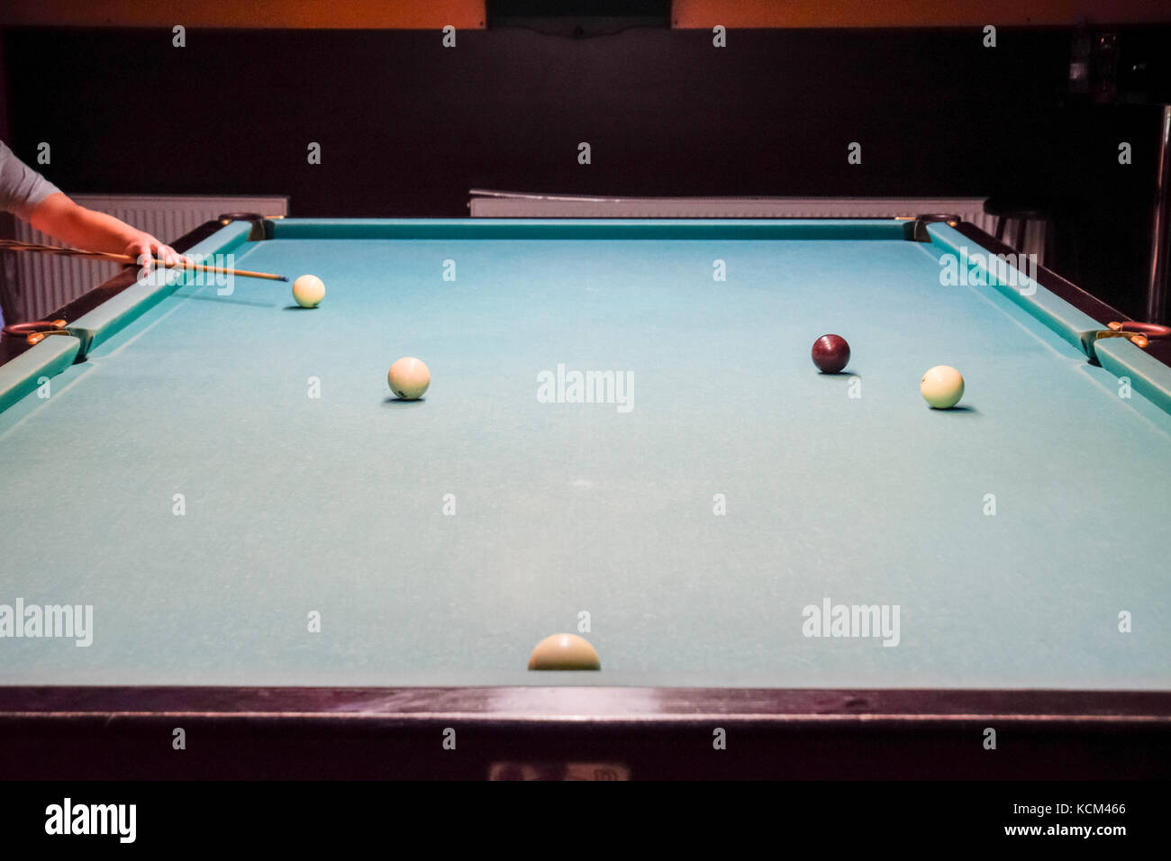 Billiards, billiard table. Balls on the billiard table Stock Photo - Alamy