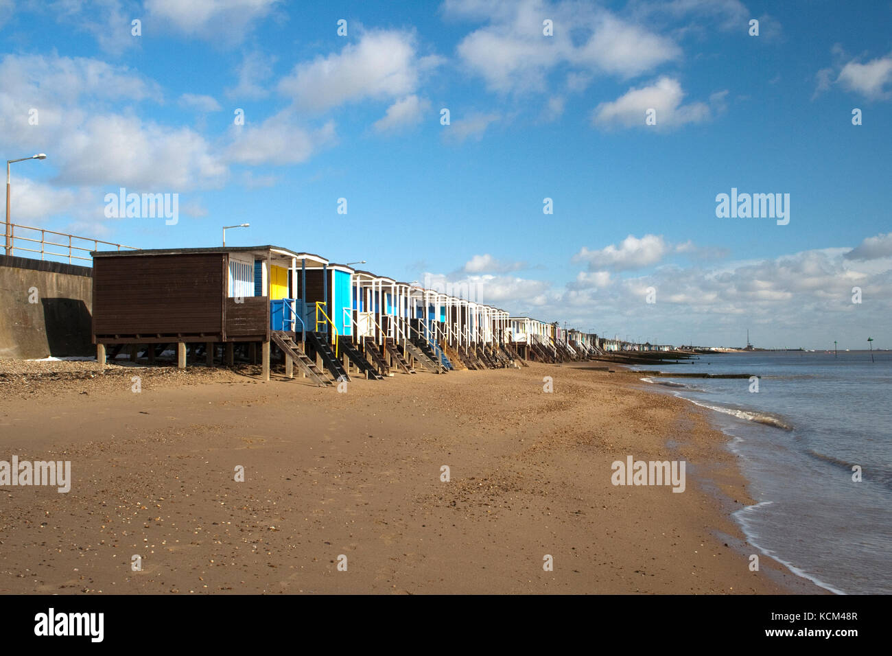 Beach Huts at Thorpe Bay, near Southend-on-Sea, Essex, England Stock ...