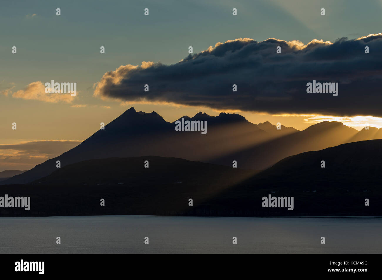 The Cuillin Mountains at sunset, from near Tarskavaig on the Sleat ...