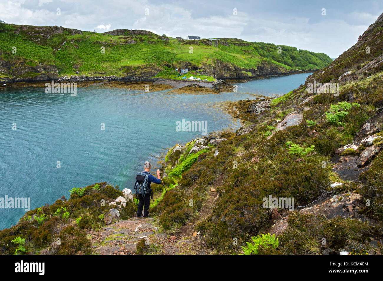 A walker on the path from Torran, approaching the tidal island of ...