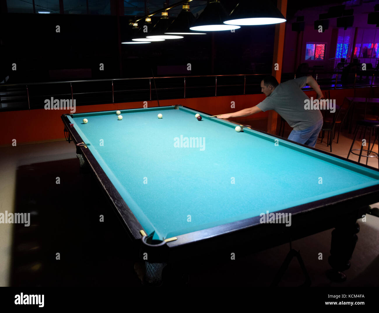 Russian billiards. Playing billiards in a nightclub Stock Photo - Alamy