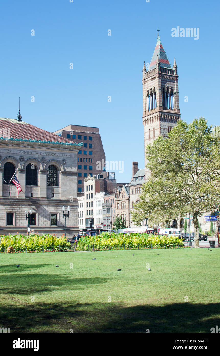View of the Boston Public Library McKim Building and the Steeple of the ...