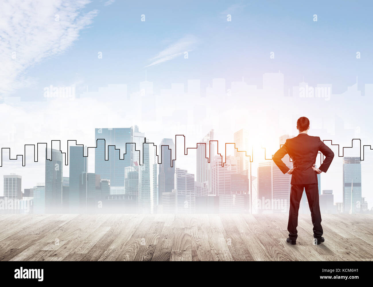 Motivation and inspiration concept with modern cityscape and ...