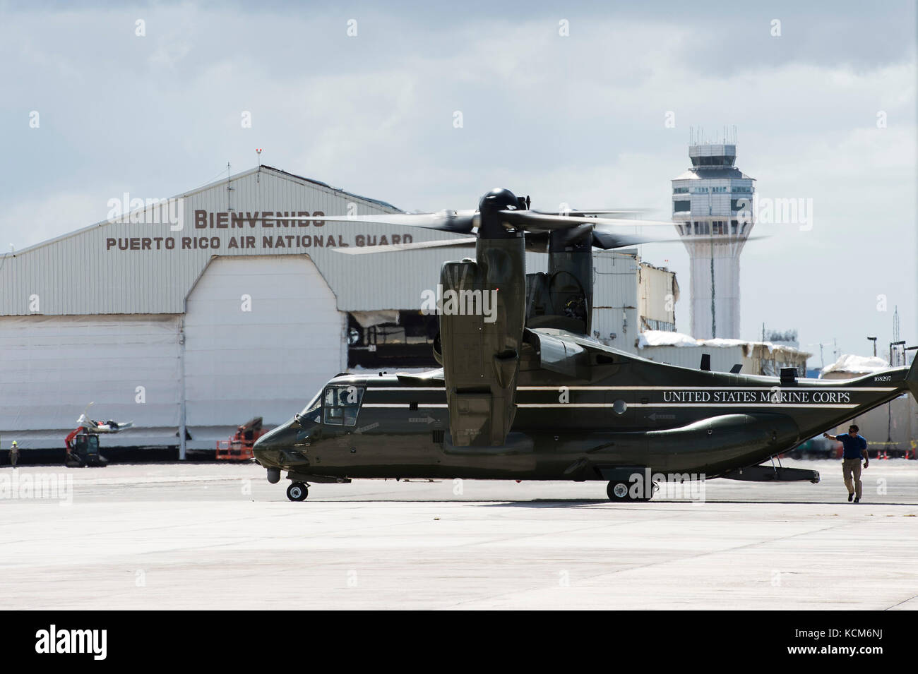 U.S. Marine Corps MV-22 Ospreys sit on the ramp ahead of President ...