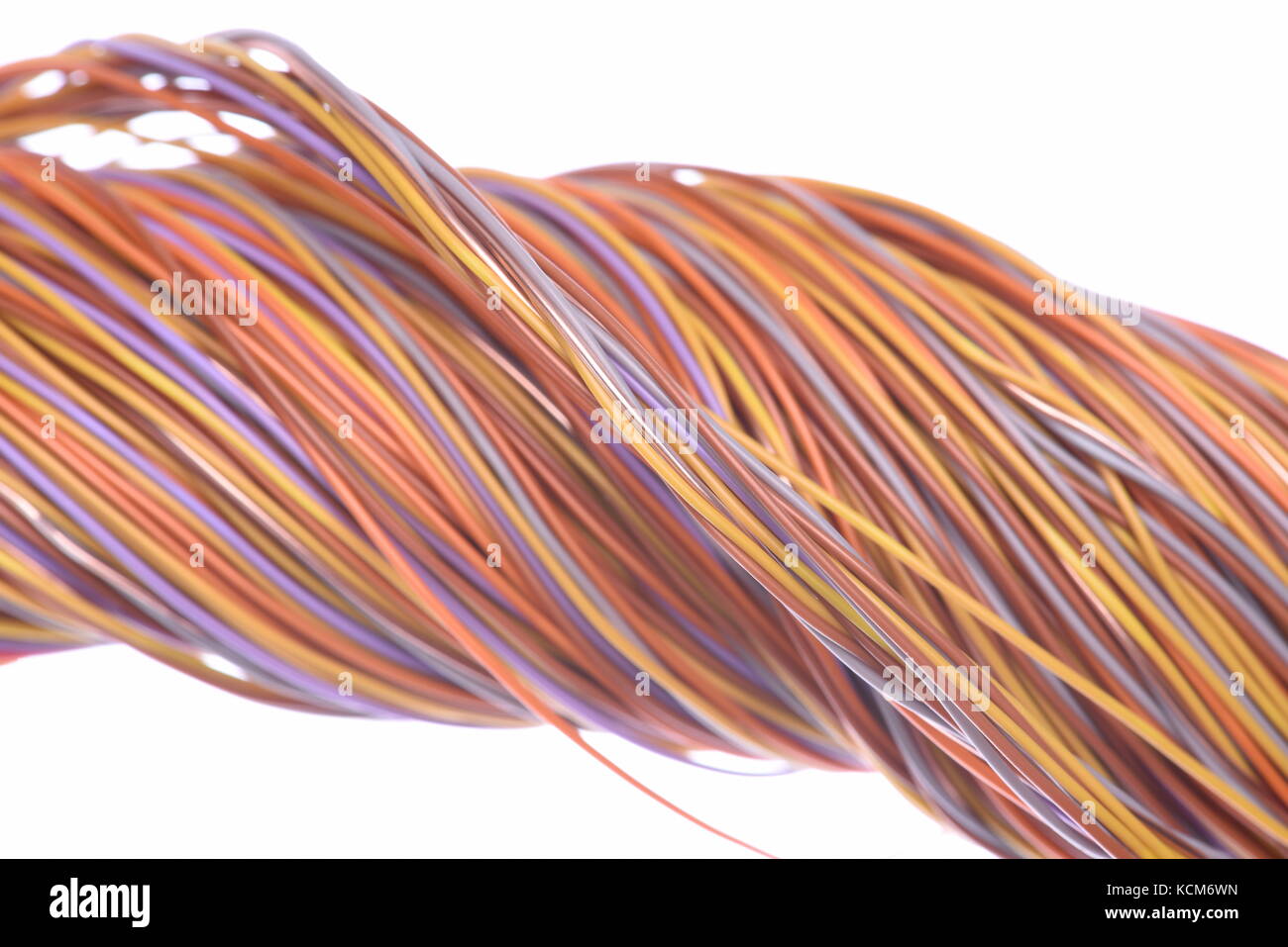 Bundle of color cable isolated on white background Stock Photo - Alamy