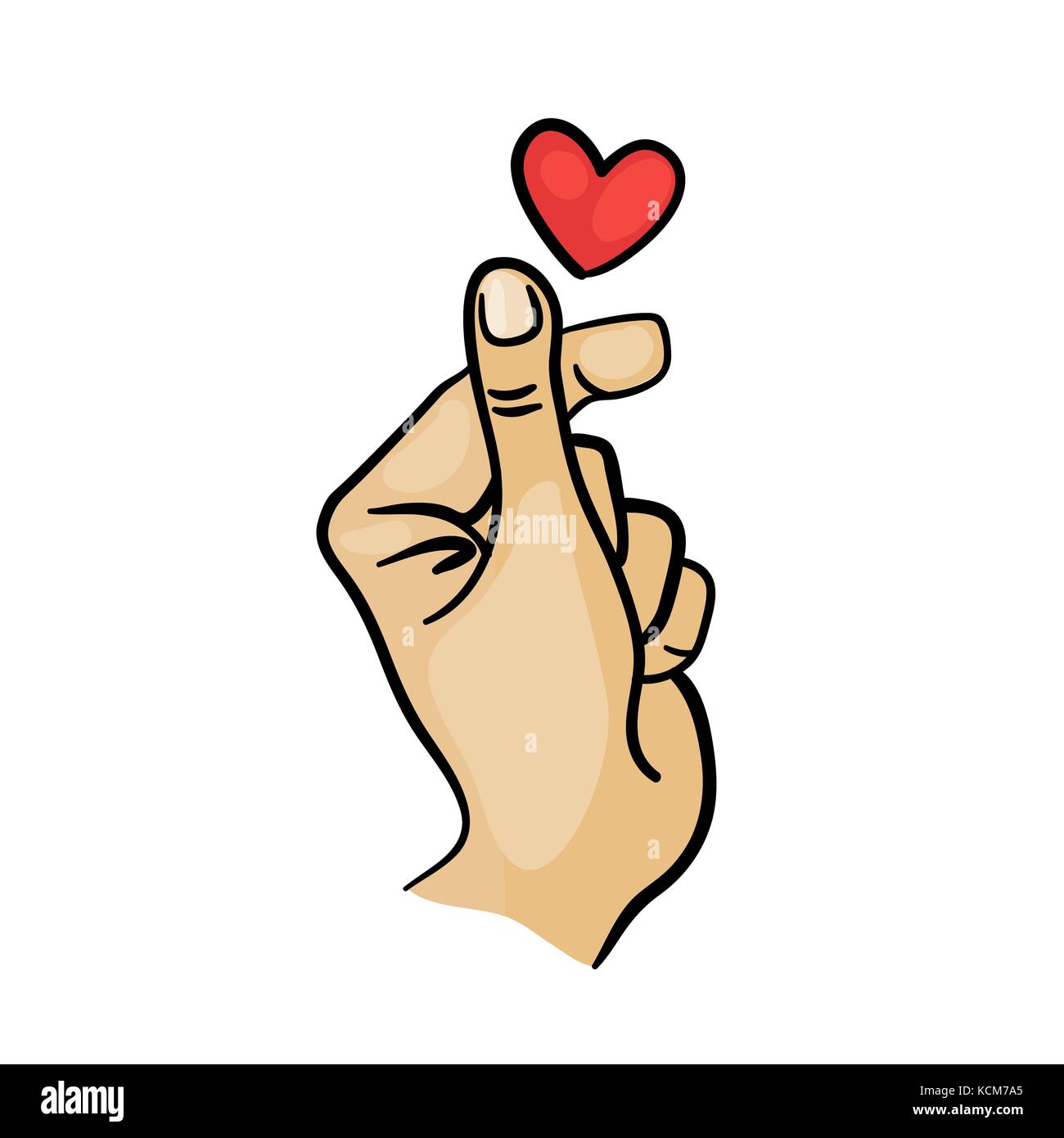 Sign icon stylized for the web and print. The hand folded into a heart ...