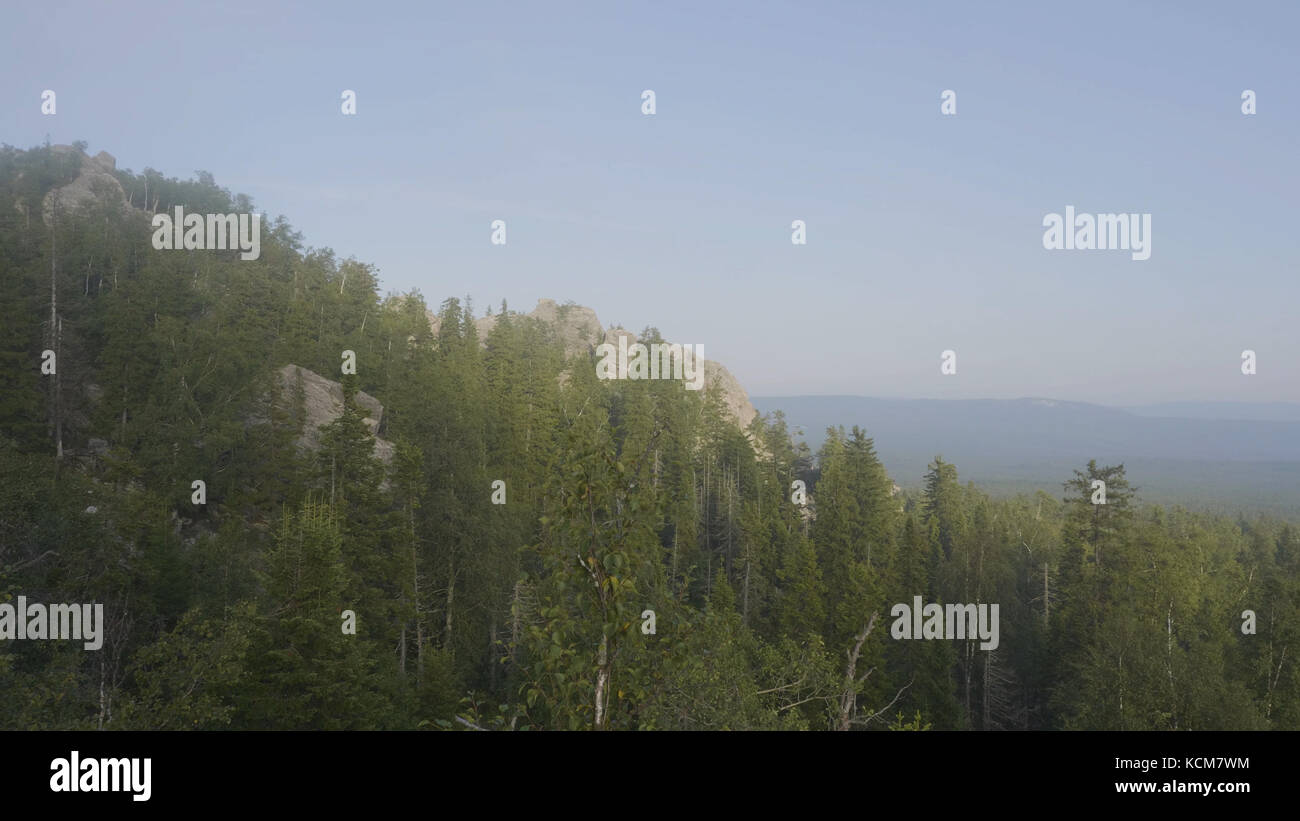 Mountain peaks view mountain forest trees. Mountainous terrain and ...