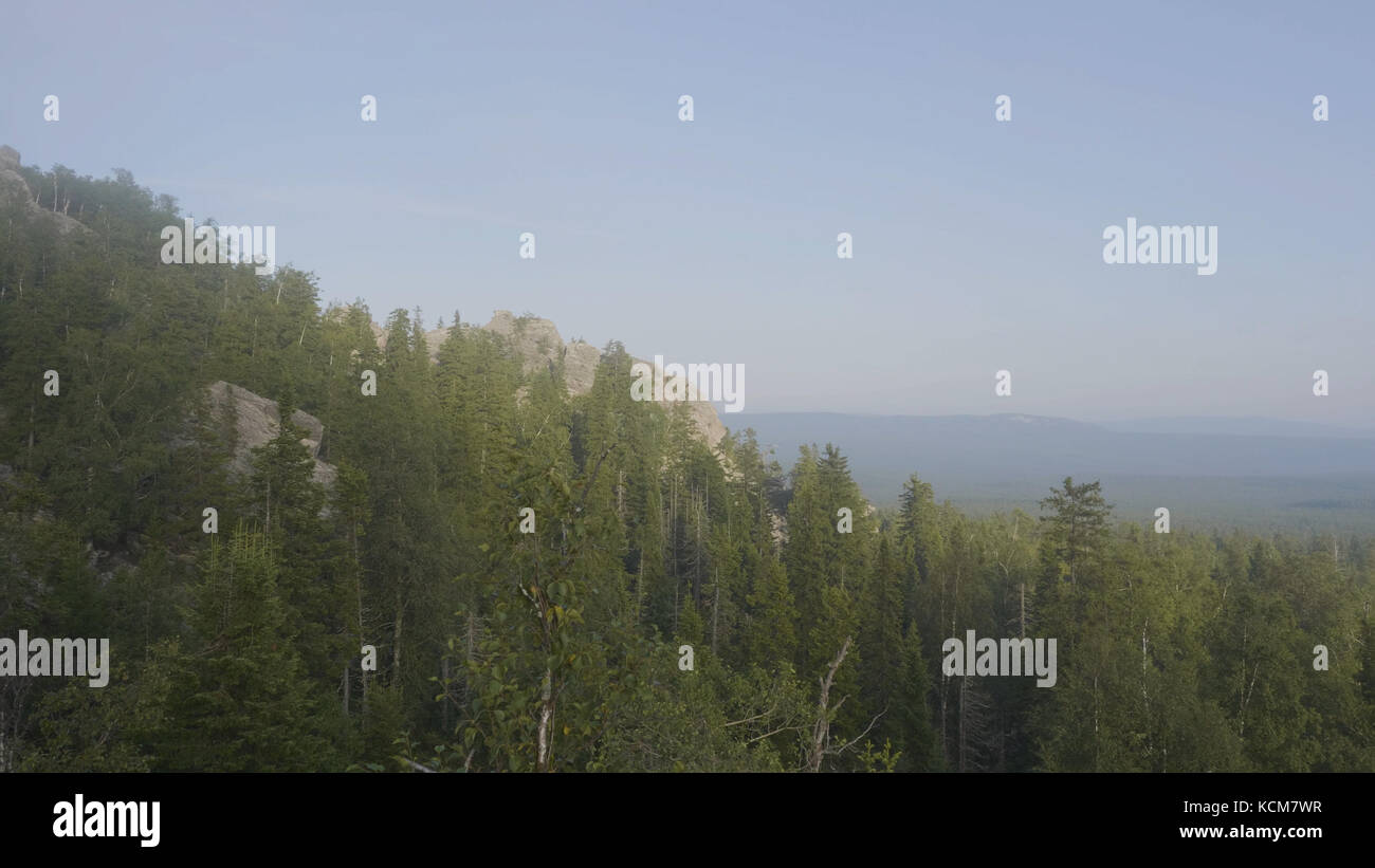 Mountain peaks view mountain forest trees. Mountainous terrain and ...