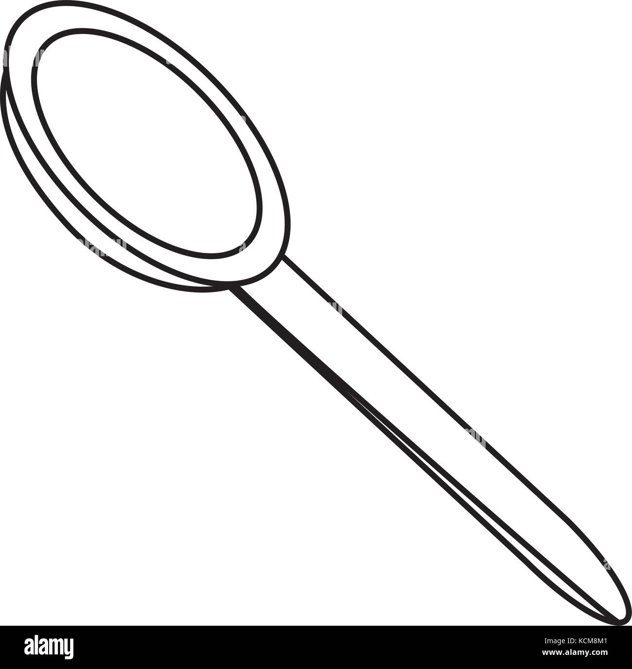 flat line uncolored spoon over white background vector illustration ...