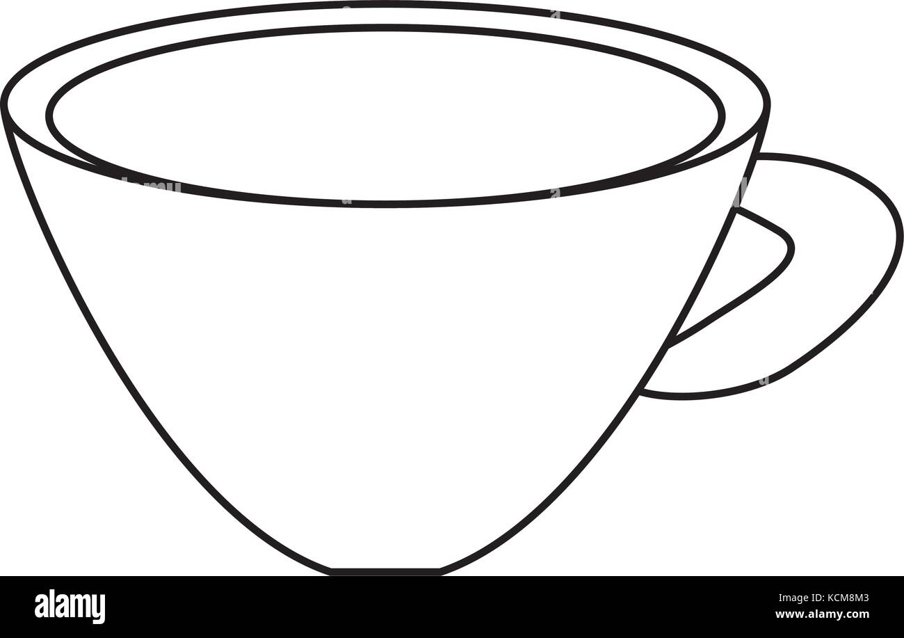 flat line uncolored cup over white background vector illustration Stock ...