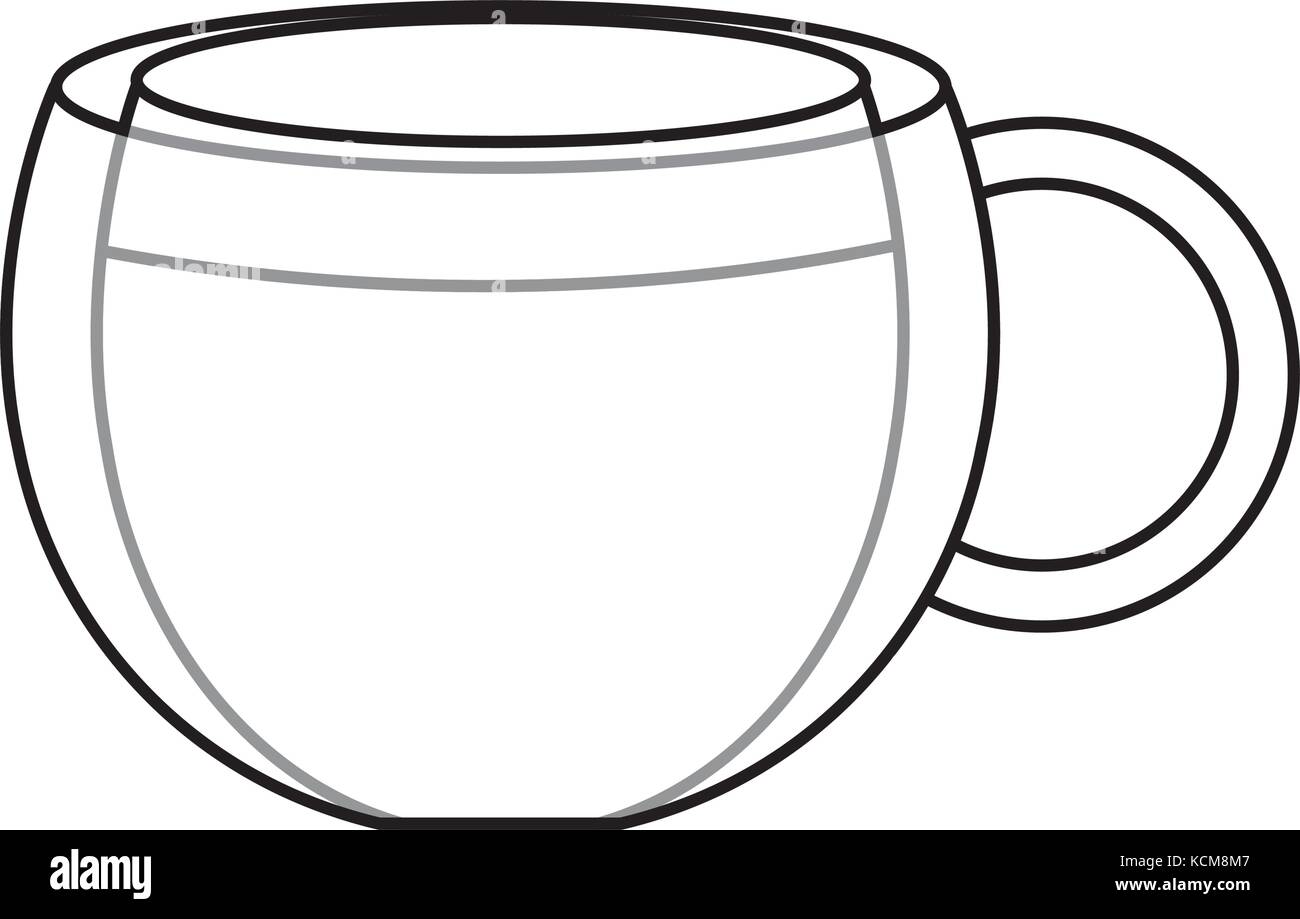 flat line uncolored cup over white background vector illustration Stock ...