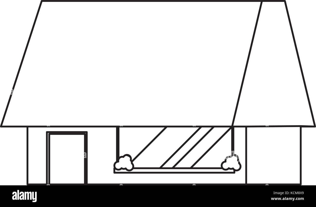 uncolored house over white background vector illustration Stock Vector ...