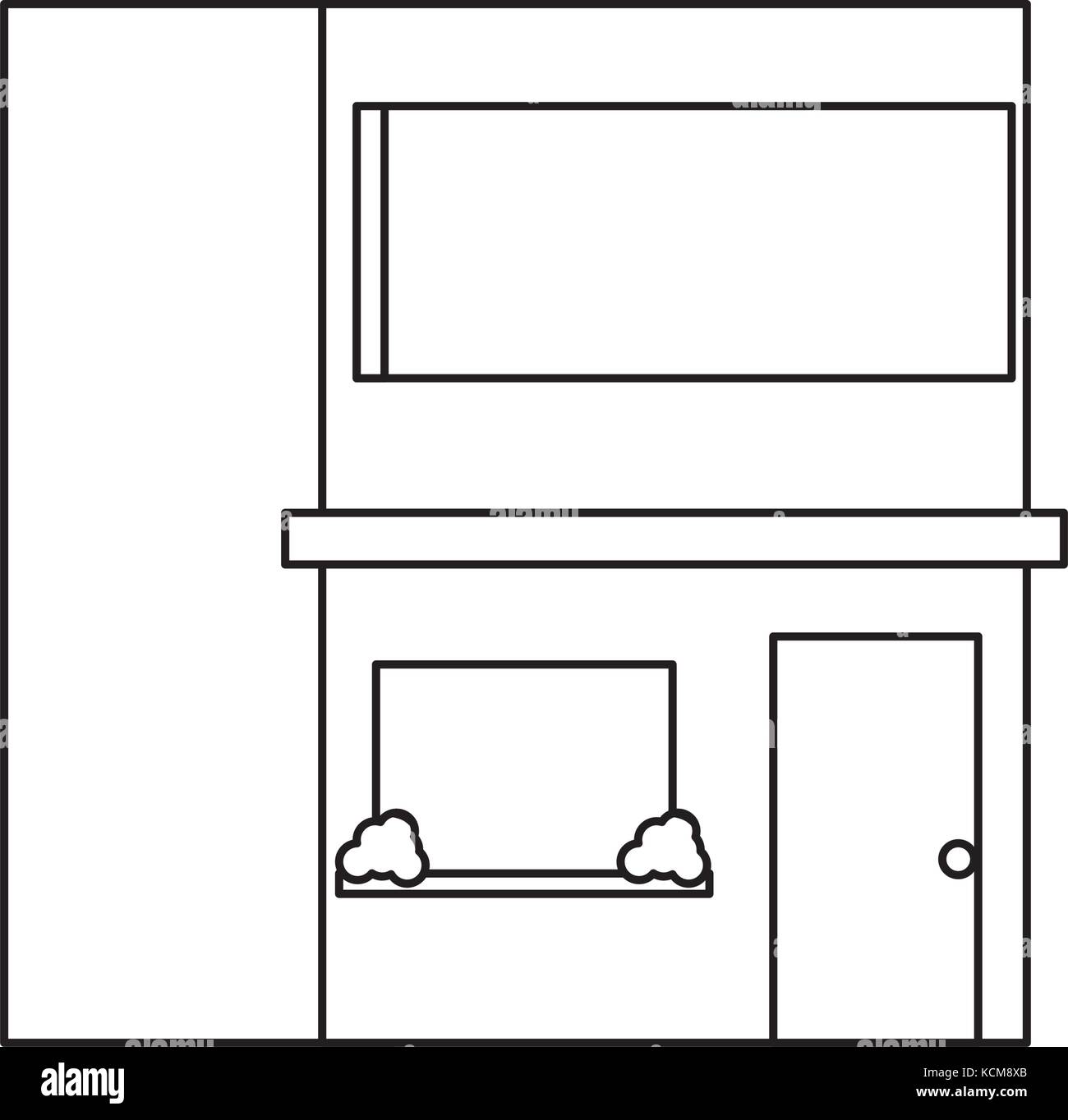 uncolored house over white background vector illustration Stock Vector ...