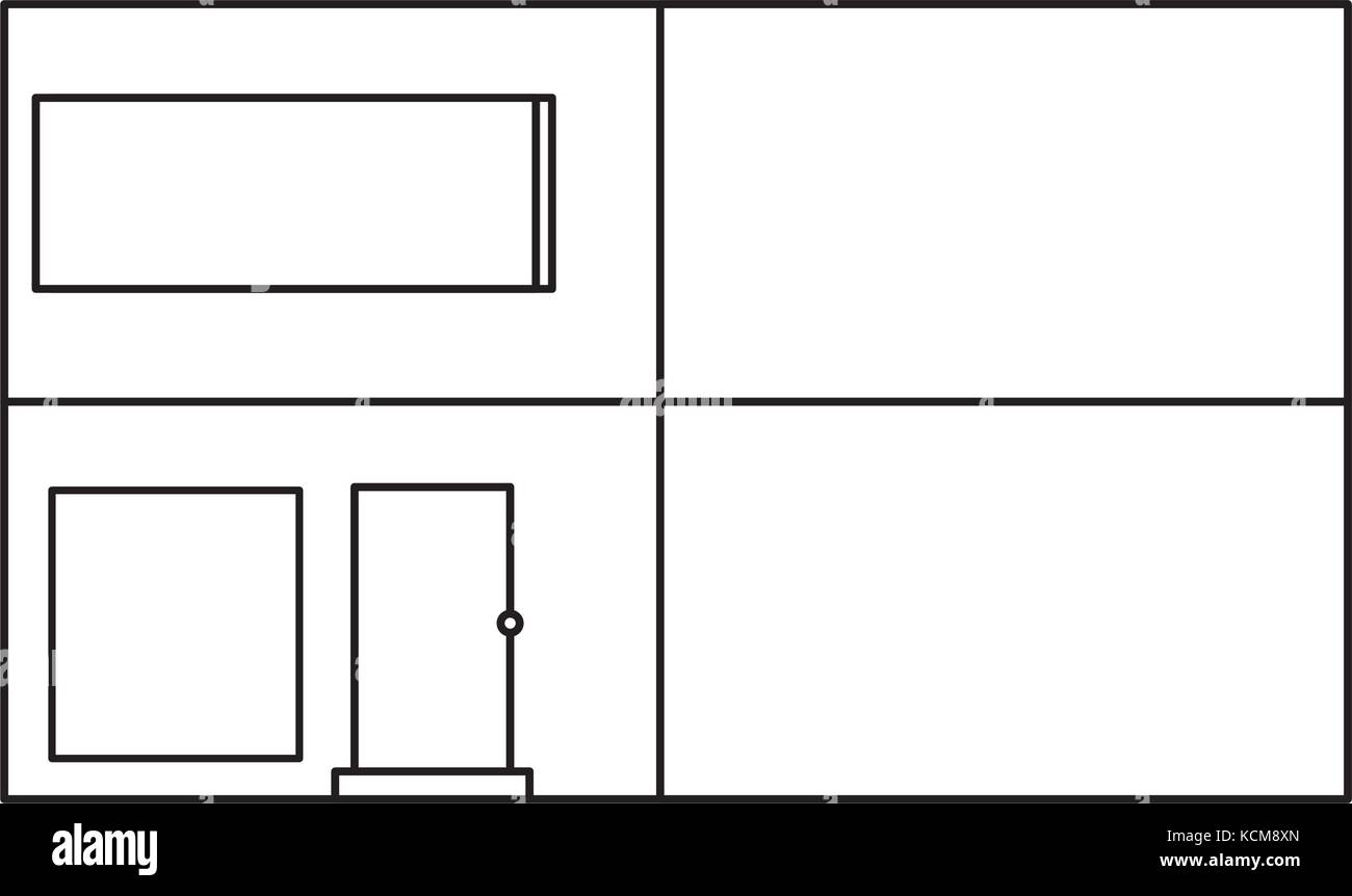 flat line uncolored house over white background vector illustration ...