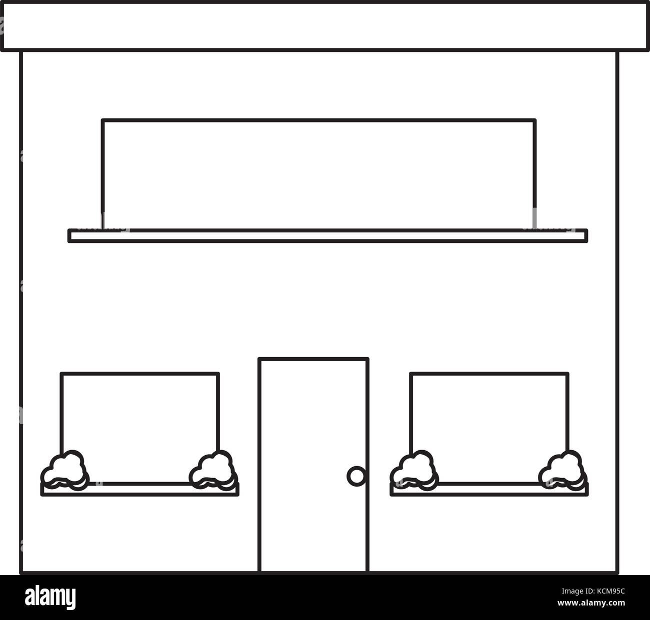 flat line uncolored house over white background vector illustration ...