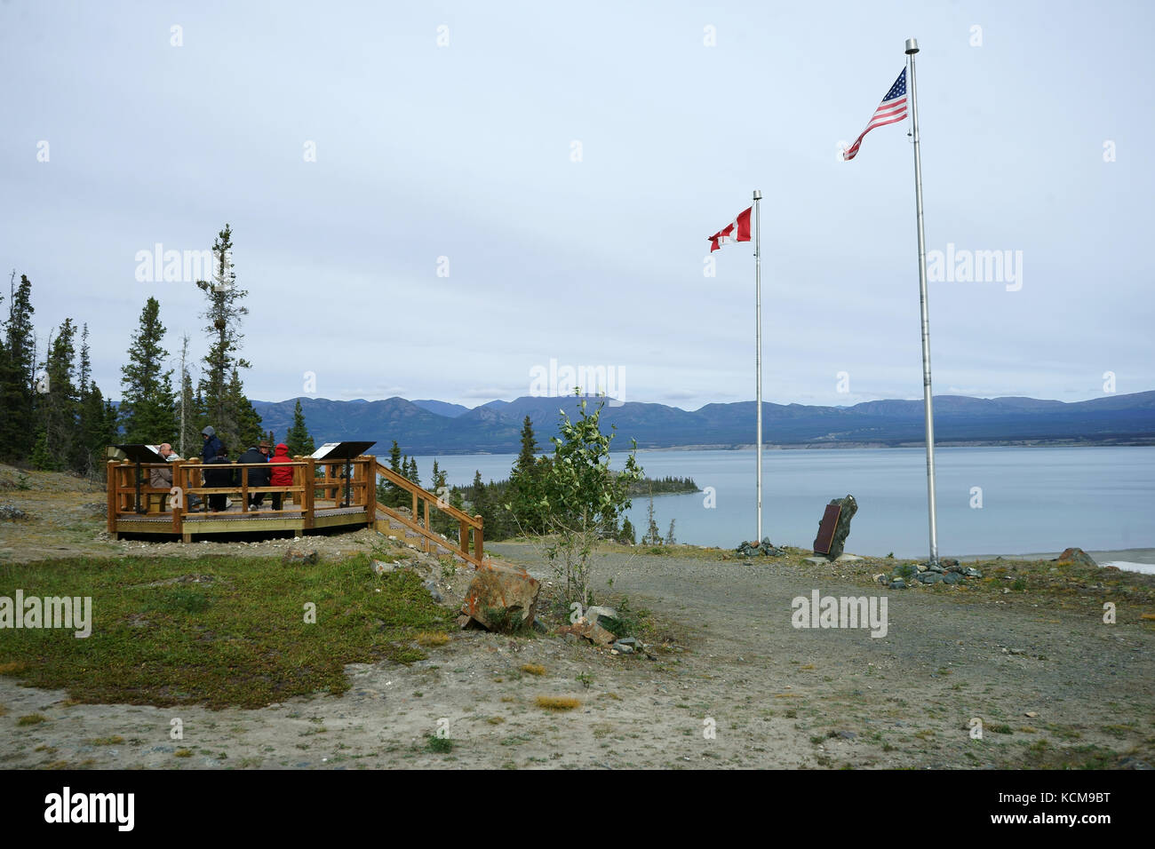 Tourists listen to recording at Soldier Summit memorial place ...