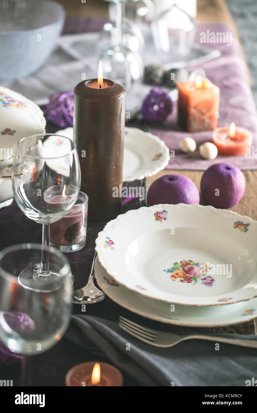 Table setting for dinner. Elegant place setting for restaurant Stock ...