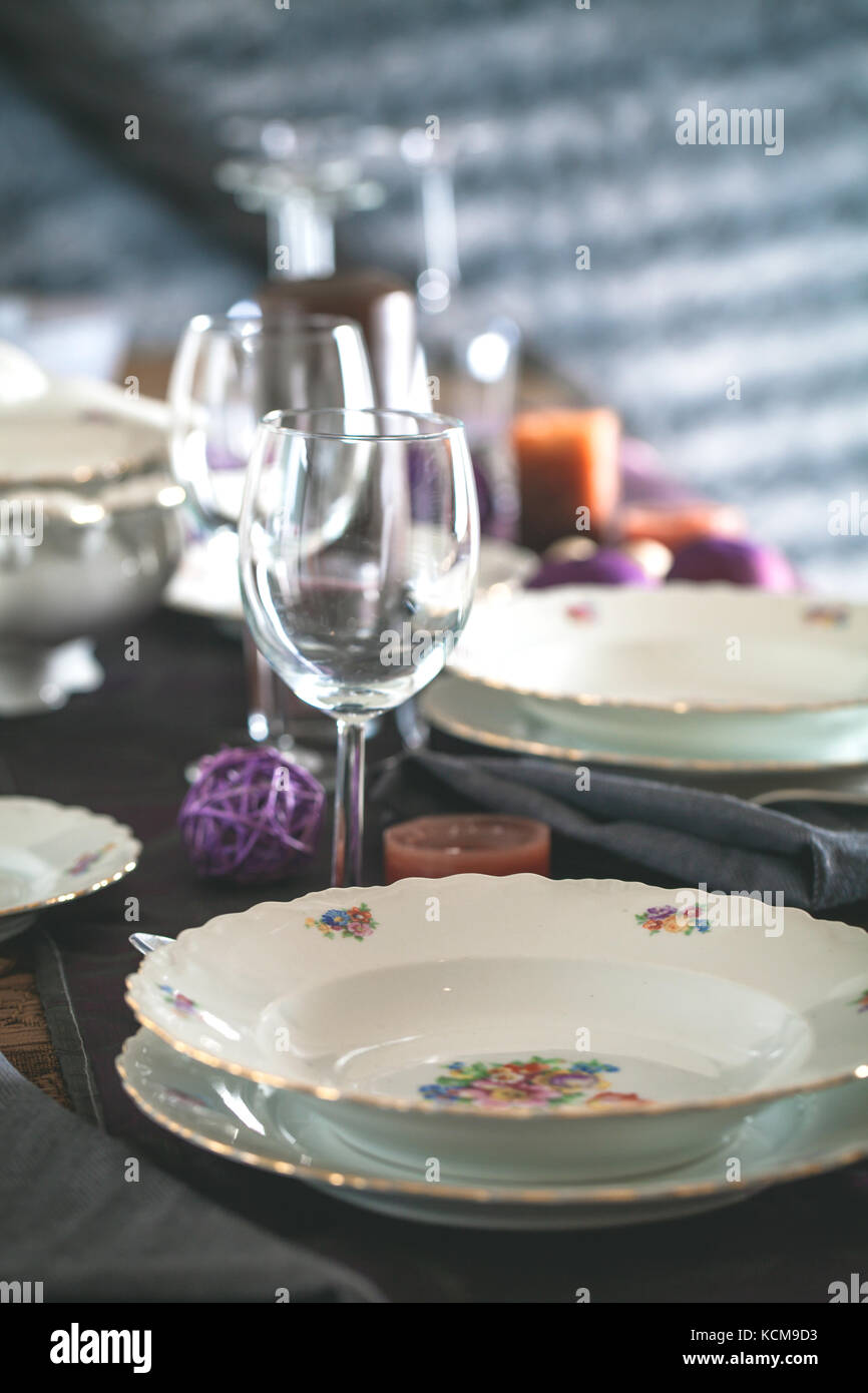 Table setting for dinner. Elegant place setting for restaurant Stock ...