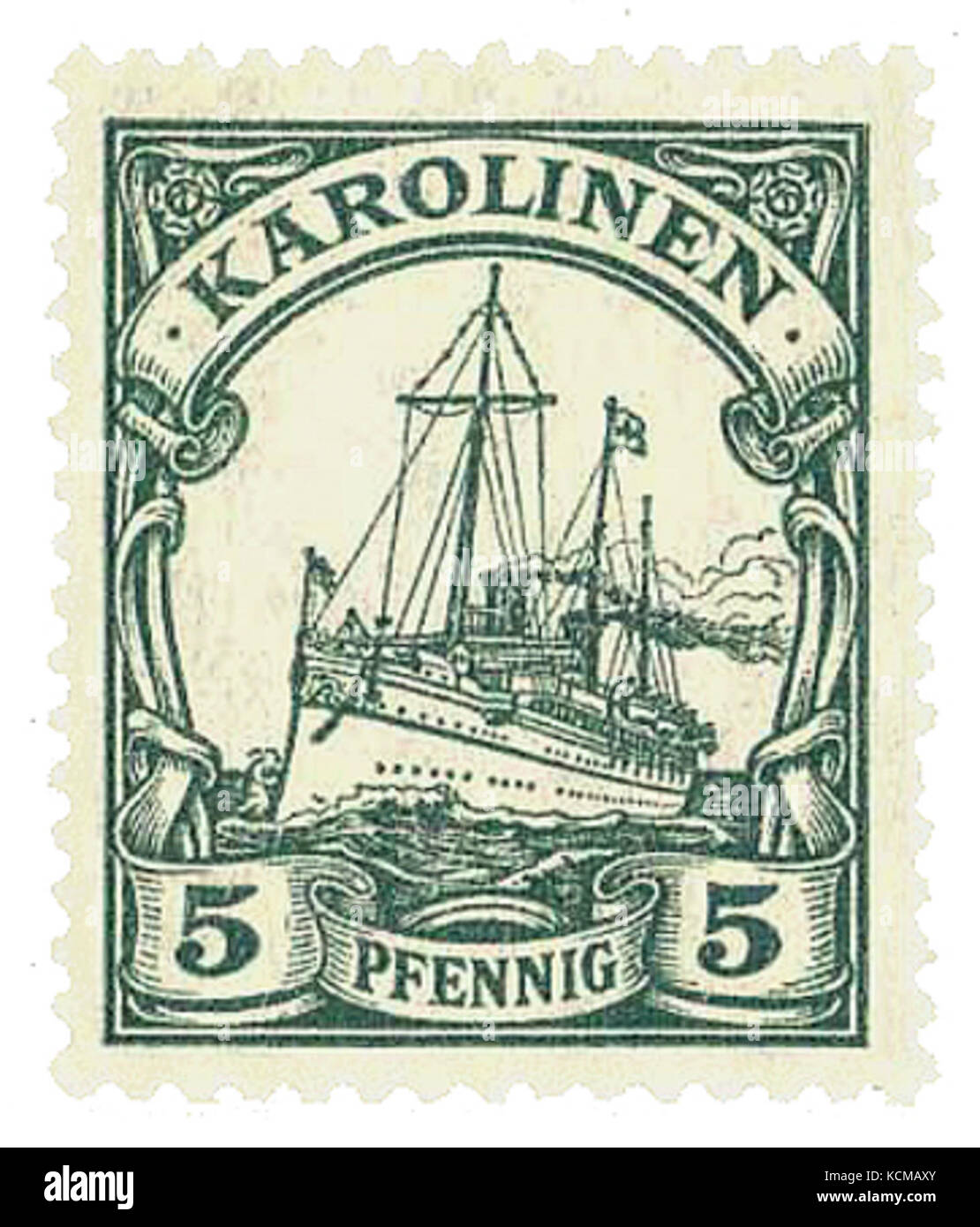 German Caroline Islands Stamp 1900 Yacht issue Stock Photo - Alamy