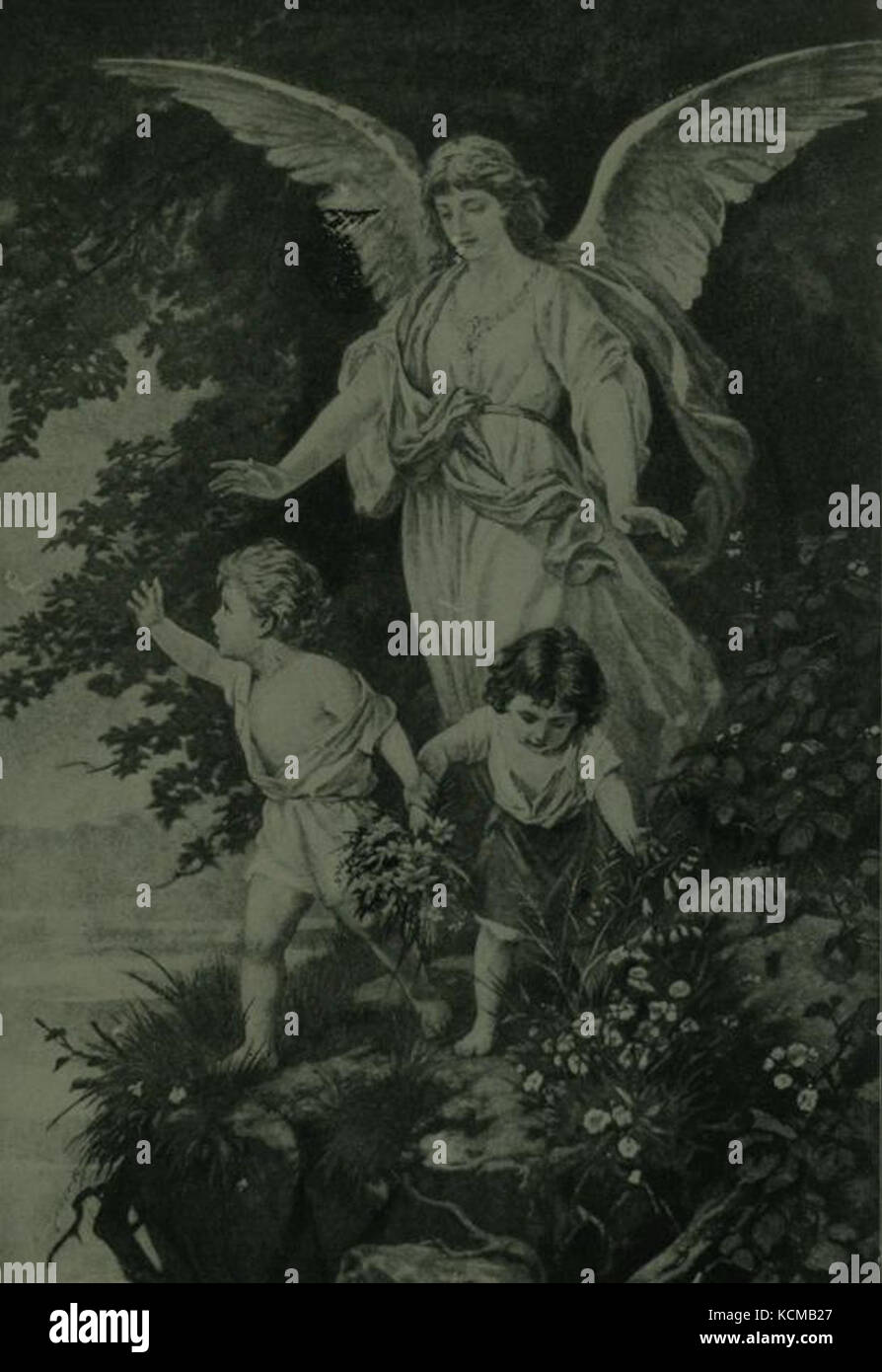 This alternative painting of a Guardian Angel features a symbolic ...