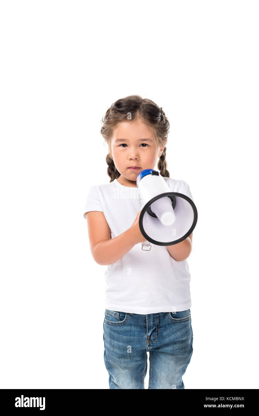adorable child with megaphone Stock Photo - Alamy
