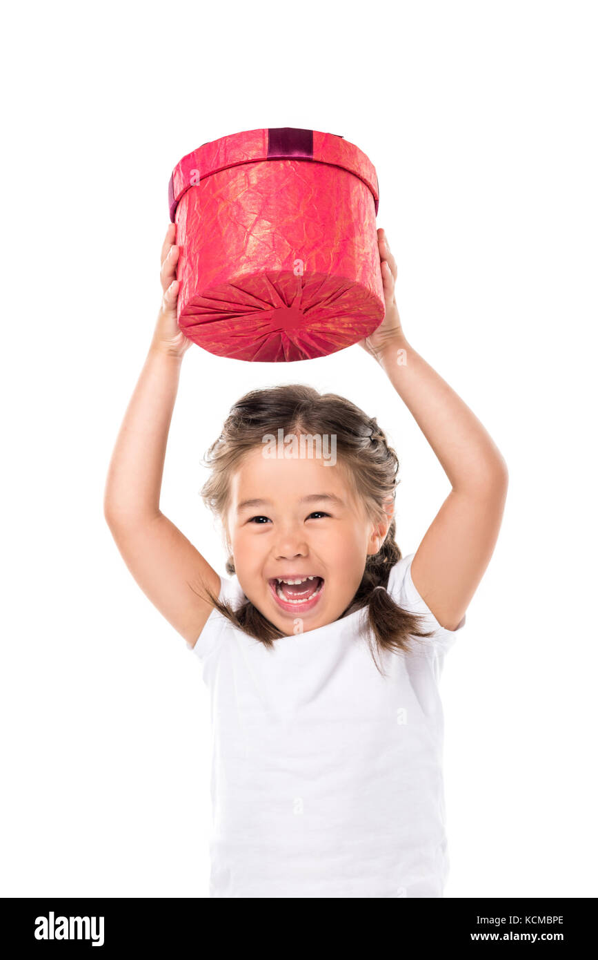 asian kid with gift box Stock Photo - Alamy