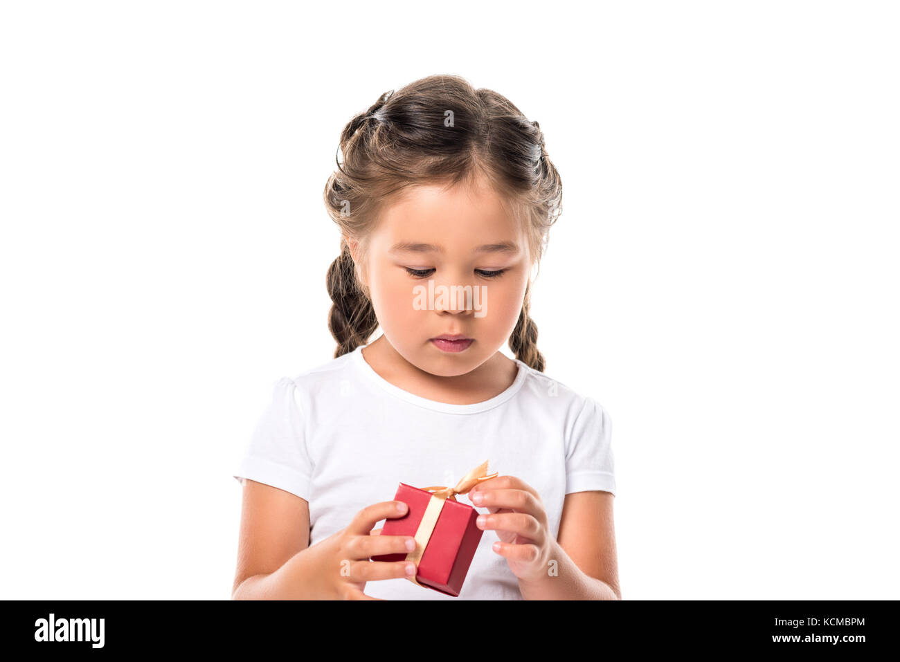 child with red gift box Stock Photo - Alamy