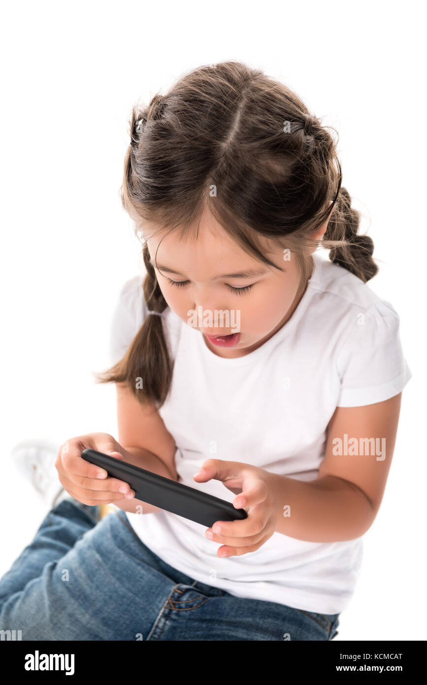 kid using smartphone Stock Photo - Alamy