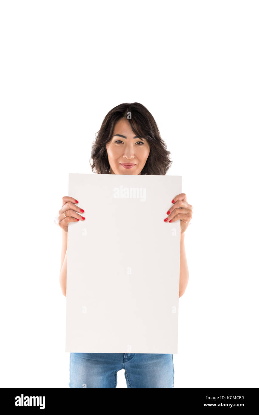 woman with empty board Stock Photo - Alamy
