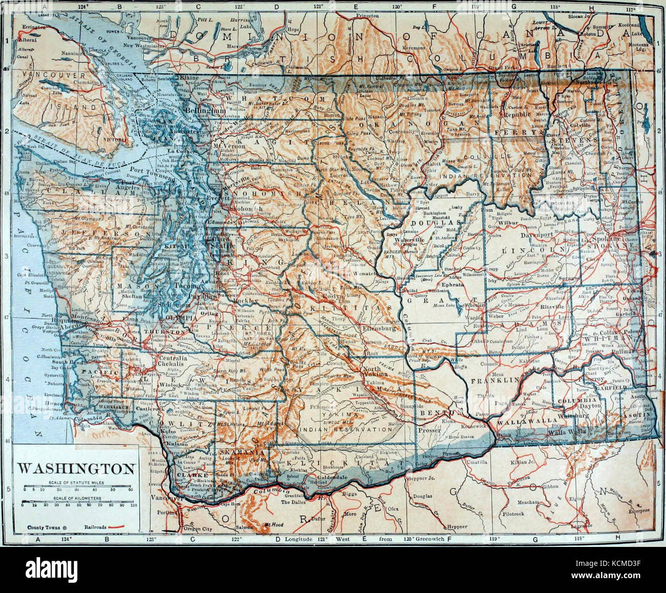 Old map washington state hi-res stock photography and images - Alamy