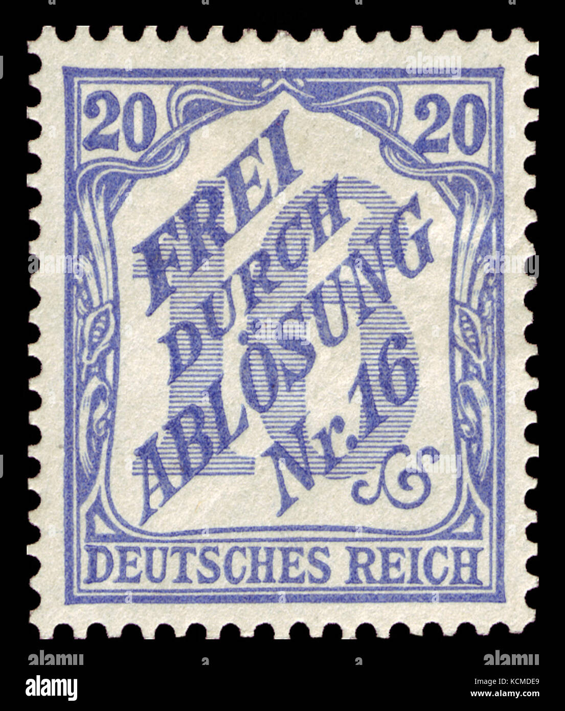 A German postal stamp, the 'Dienstmarke' from 1905, issued as part of ...