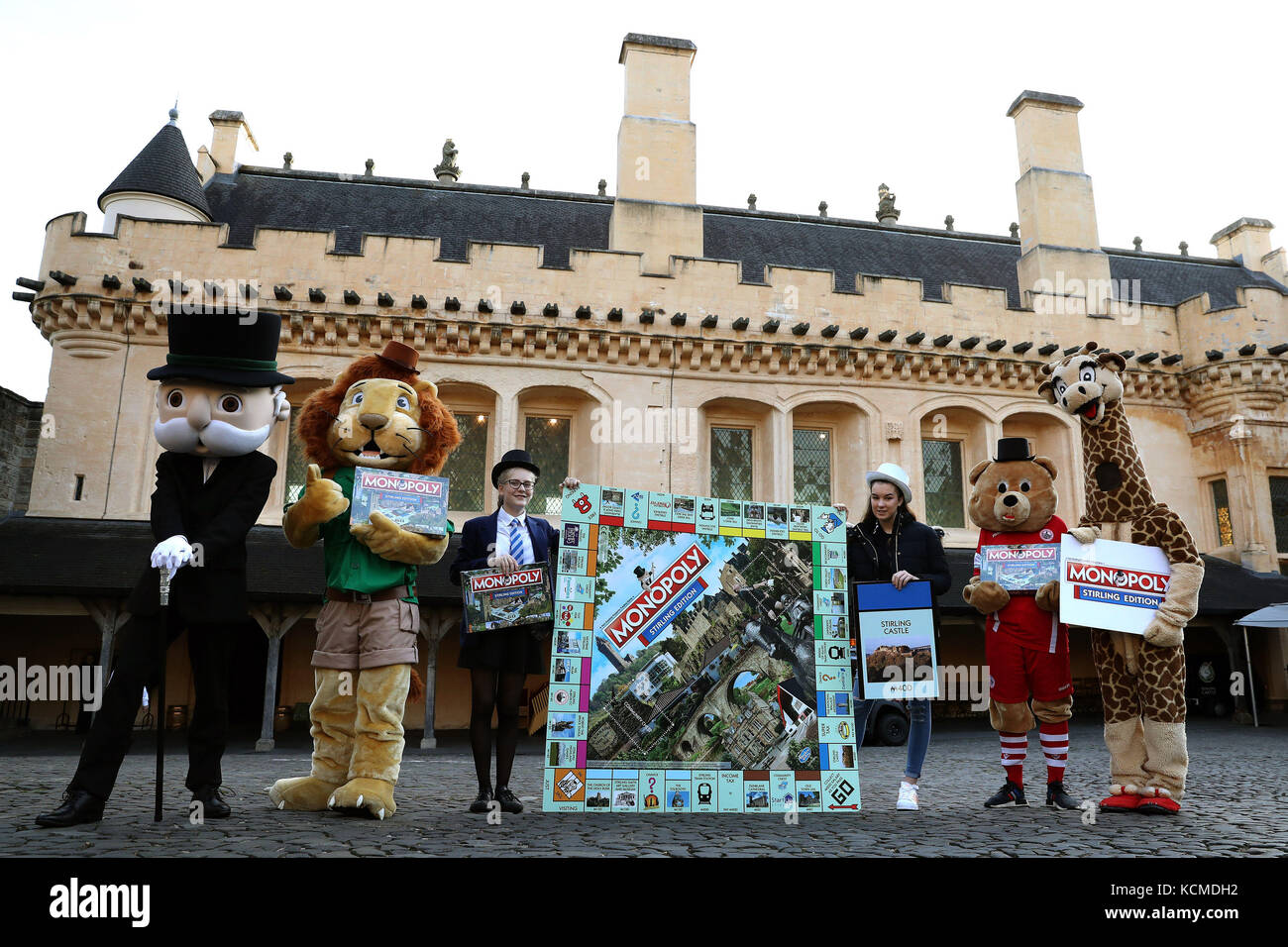 (left to right) Mr Monopoly , Blair Drummond Safari Park mascot Safari ...