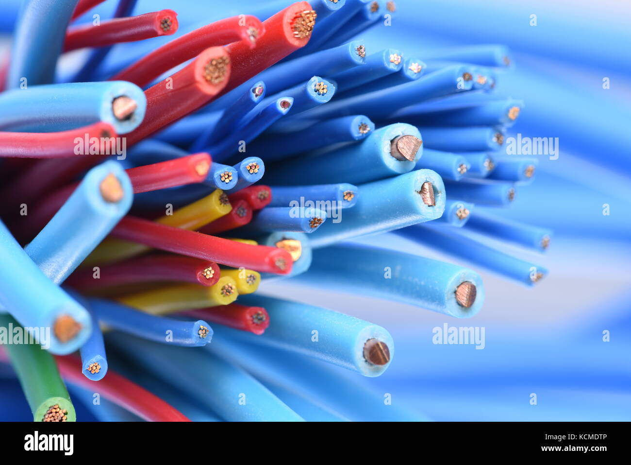 Colored electric cables closeup Stock Photo - Alamy