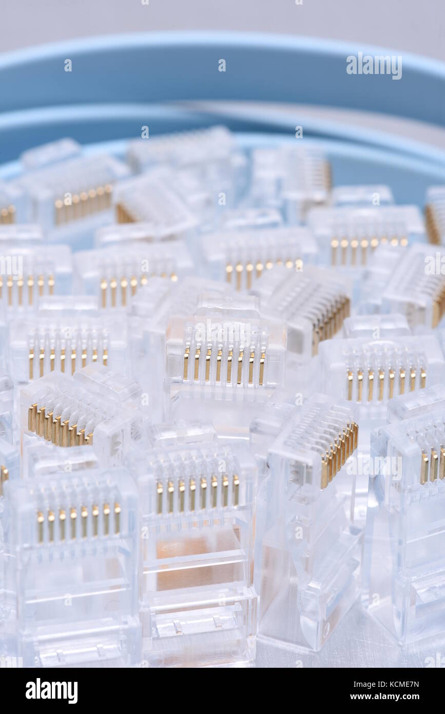 Group of rj45 plugs for network cables Stock Photo - Alamy
