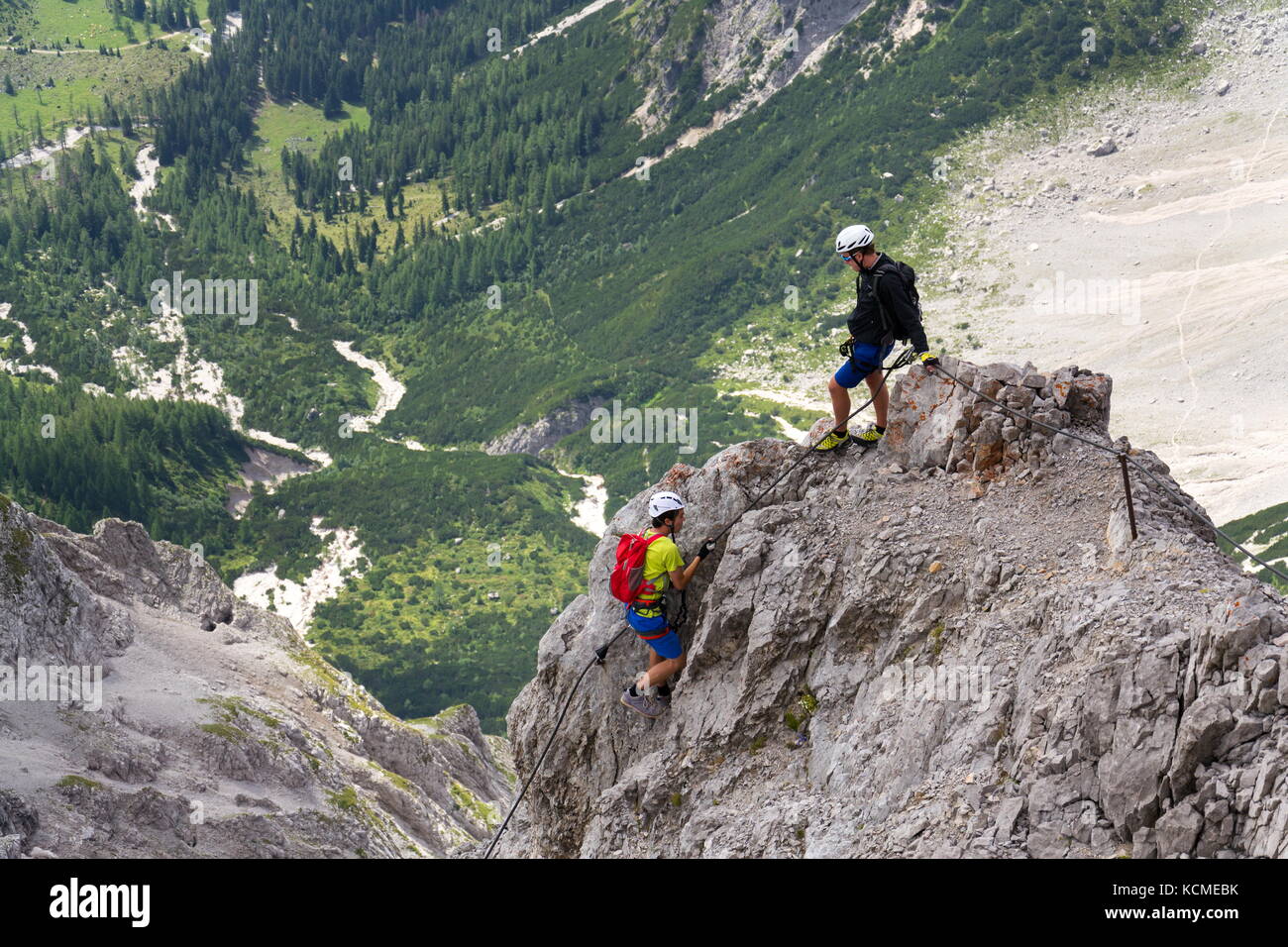 RAMSAU AM DACHSTEIN, AUSTRIA - AUGUST 17: People climbing on via ...