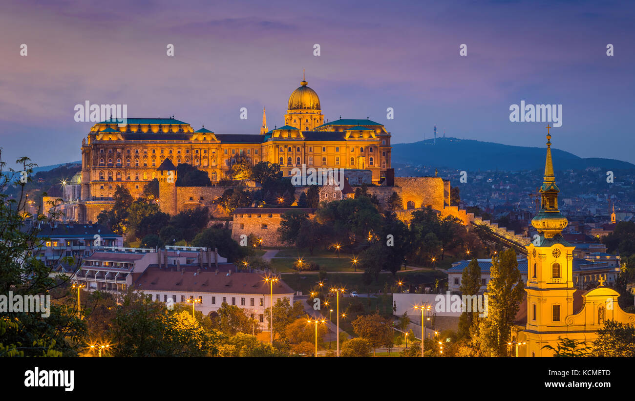 Budapest, Hungary - The beautiful Buda Castle Royal Palace at magic ...
