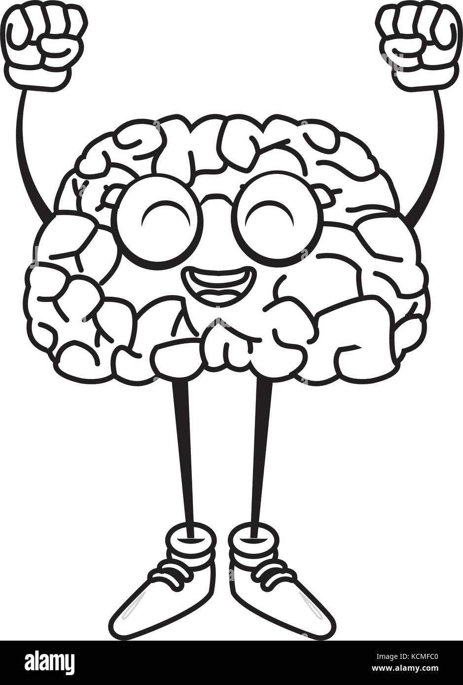 Cute brain cartoon with hands up Stock Vector Image & Art - Alamy