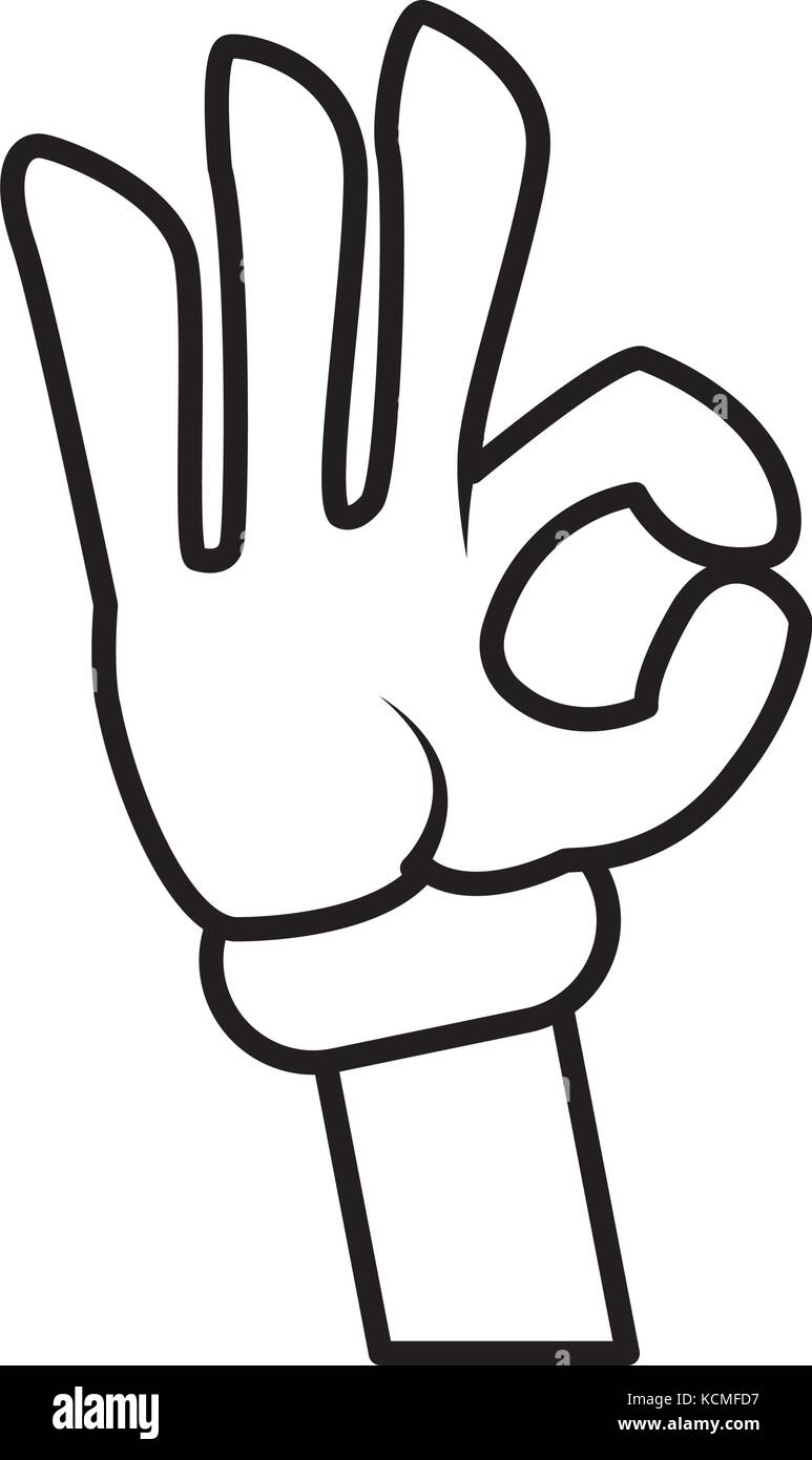 Glova hand ok symbol cartoon Stock Vector Image & Art - Alamy