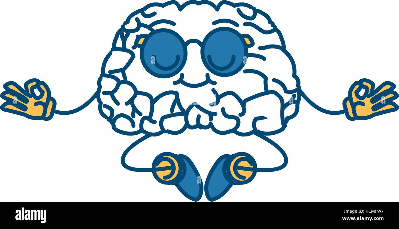 Cute brain meditating cartoon Stock Vector Image & Art - Alamy