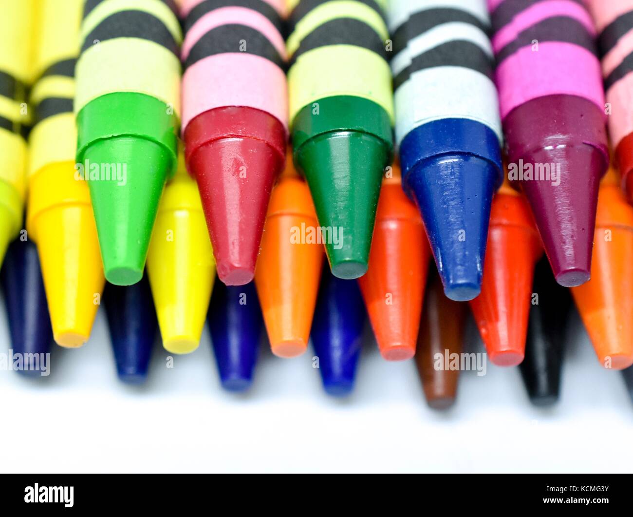 Close Up of Brightly Colored Wax Crayons Stock Photo - Alamy