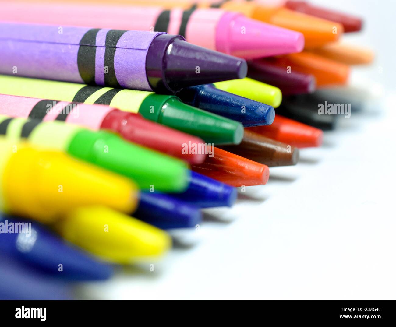 Close Up of Brightly Colored Wax Crayons Stock Photo - Alamy
