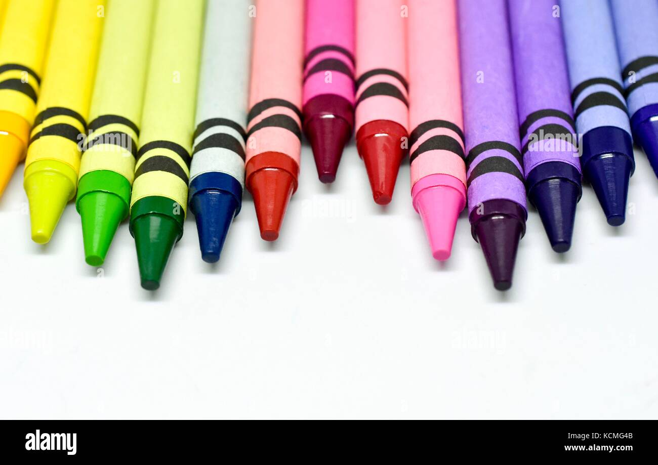 Close Up of Brightly Colored Wax Crayons Stock Photo - Alamy