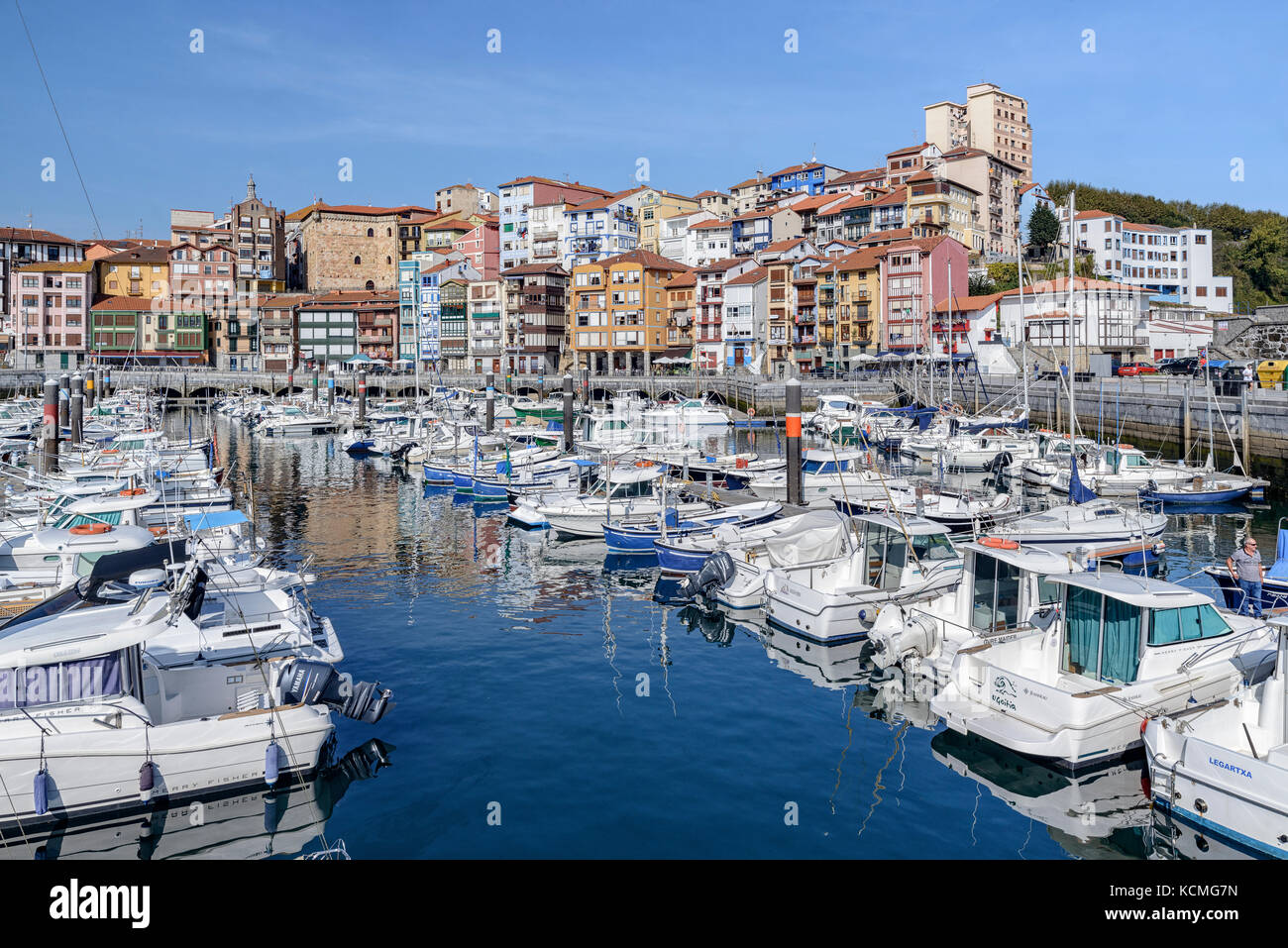 Old town and fishing port of Bermeo village in the province of Vizcaya ...