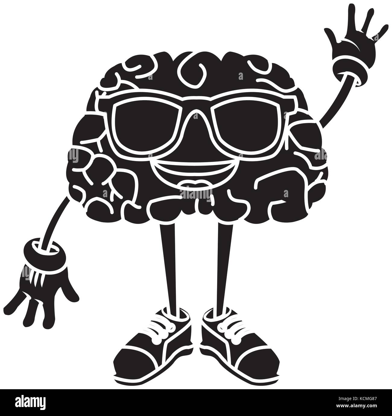 Cute brain cartoon with hands up Stock Vector Image & Art - Alamy