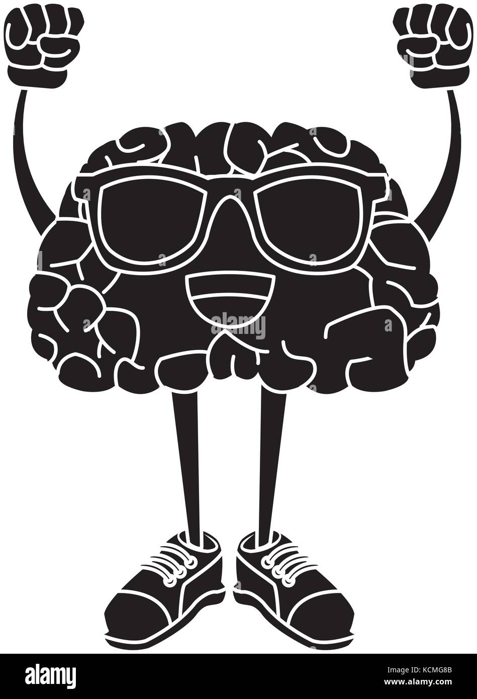 Cute brain cartoon with hands up Stock Vector Image & Art - Alamy