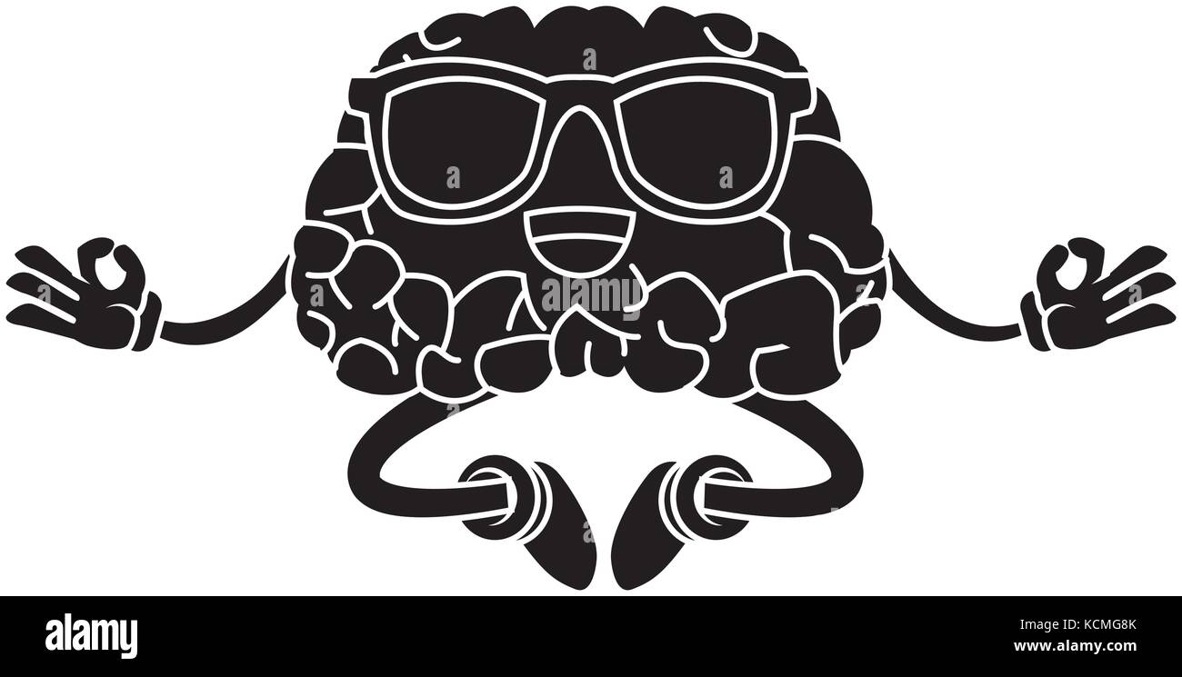 Cute brain meditating cartoon Stock Vector Image & Art - Alamy