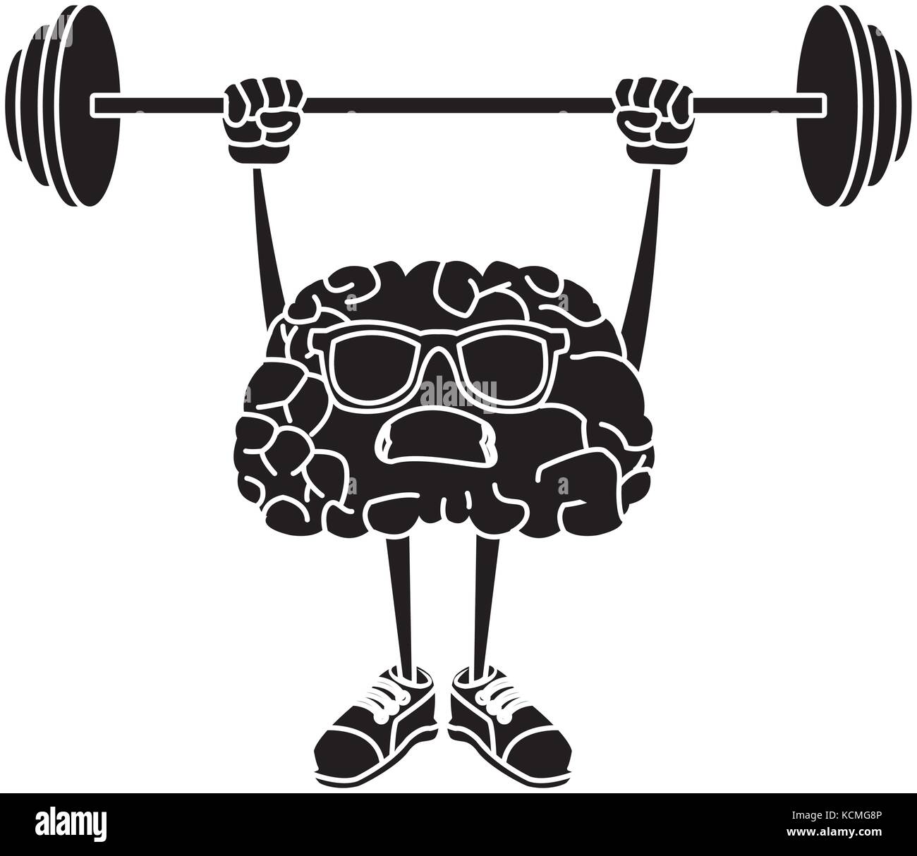 Cute brain cartoon doing exercise Stock Vector Image & Art - Alamy