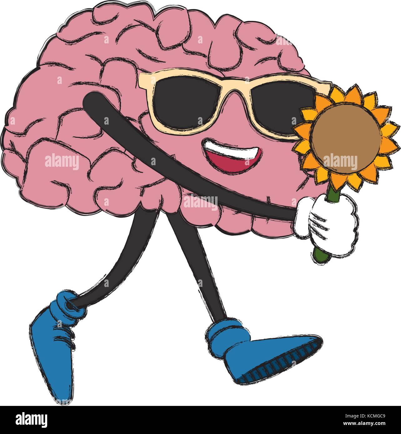 Cute brain with sunflower cartoon Stock Vector Image & Art - Alamy