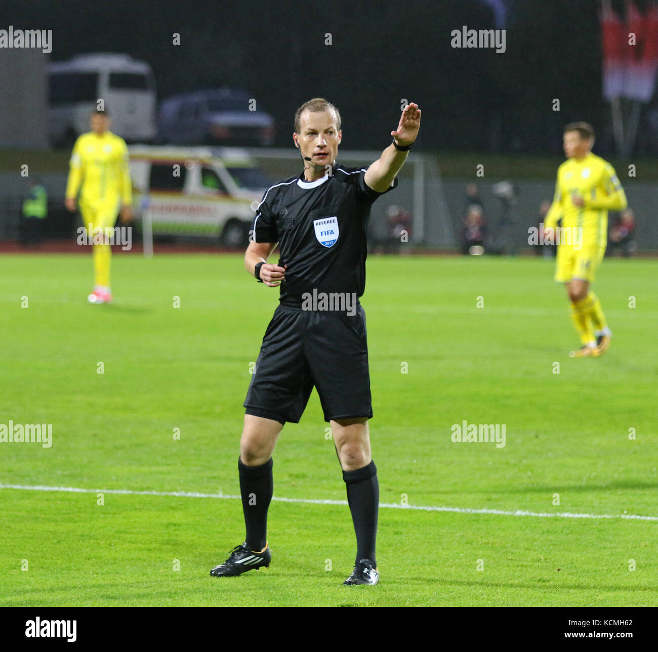 REYKJAVIK, ICELAND - SEPTEMBER 5, 2017: Referees William Collum (SCO ...